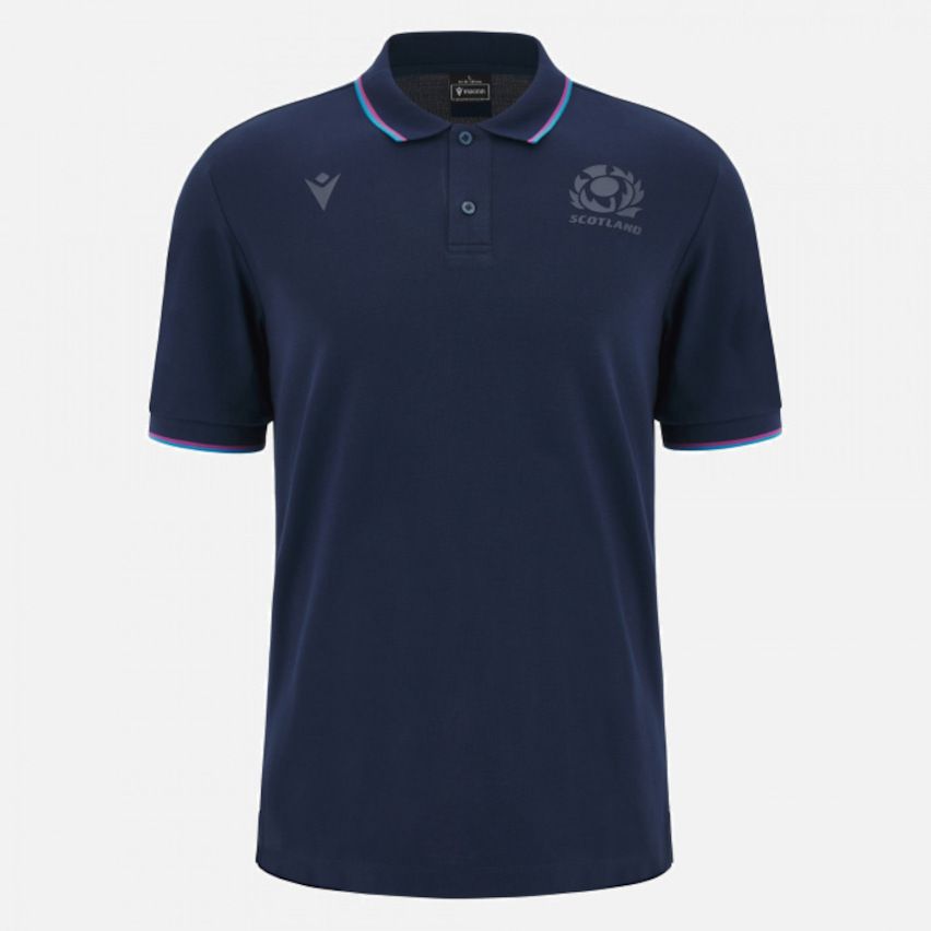Scotland Rugby Polo 2023/24 Navy Blue - Macron | boutique-rugby.com