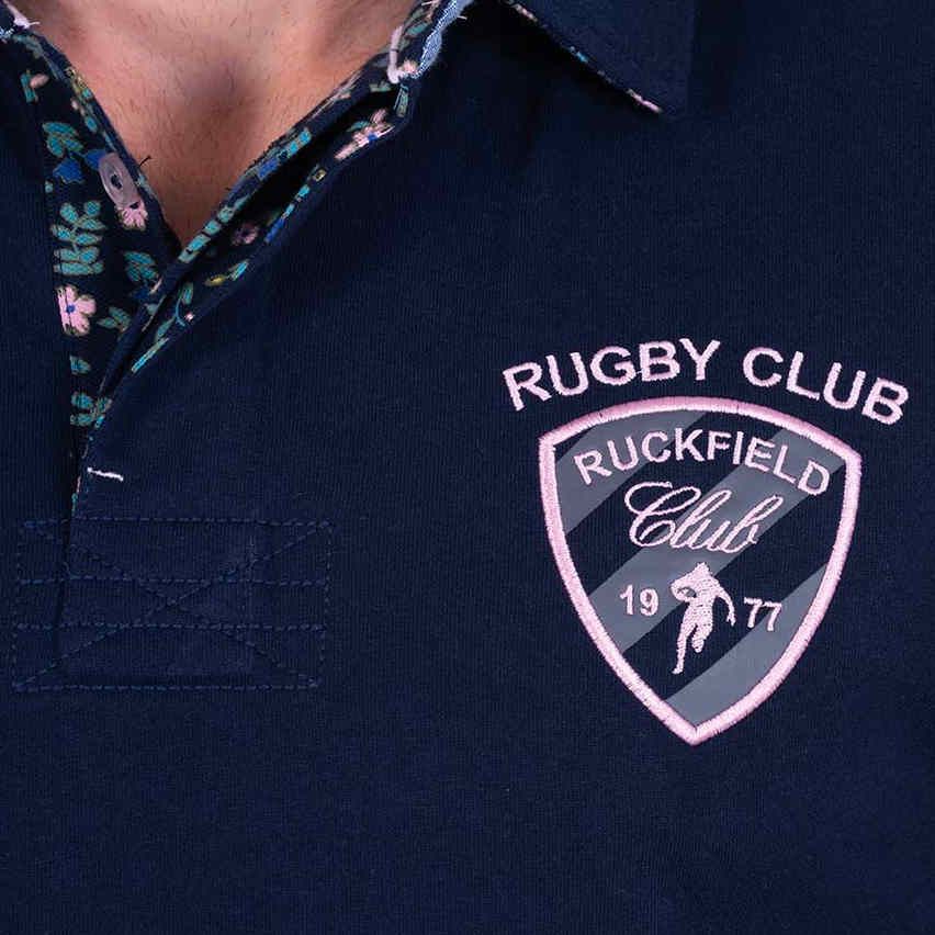 Floral Long Sleeve Navy Blue Rugby Polo - Ruckfield | boutique-rugby.com